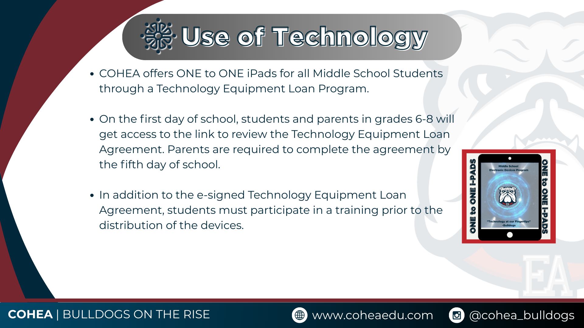 COHEA Bulldog's Welcome Back Page