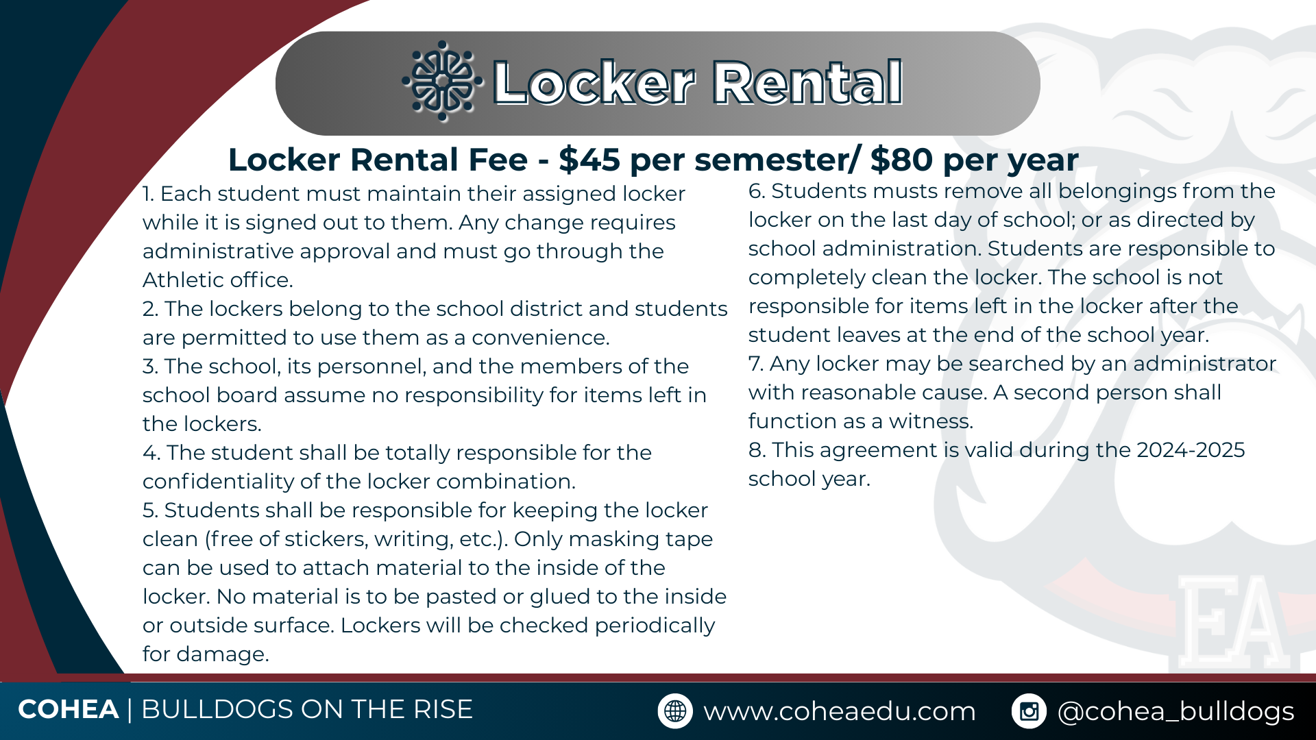 COHEA Bulldog's Welcome Back Page